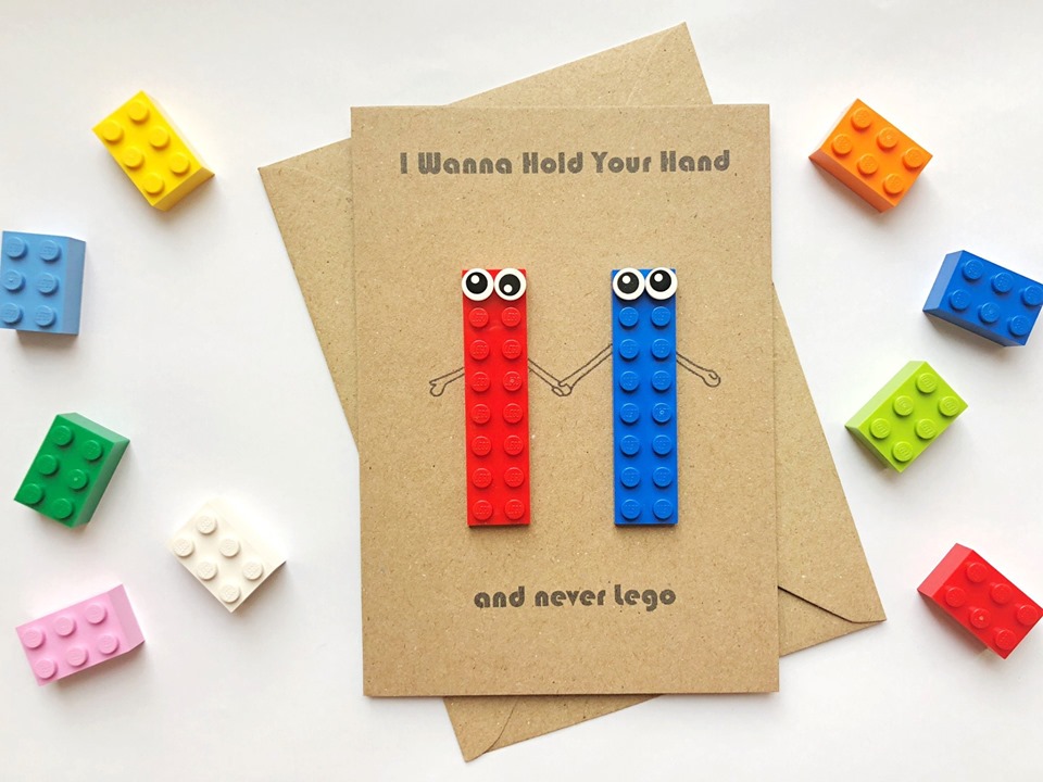 I want to hold your hand and never Lego card – Wee Green Place