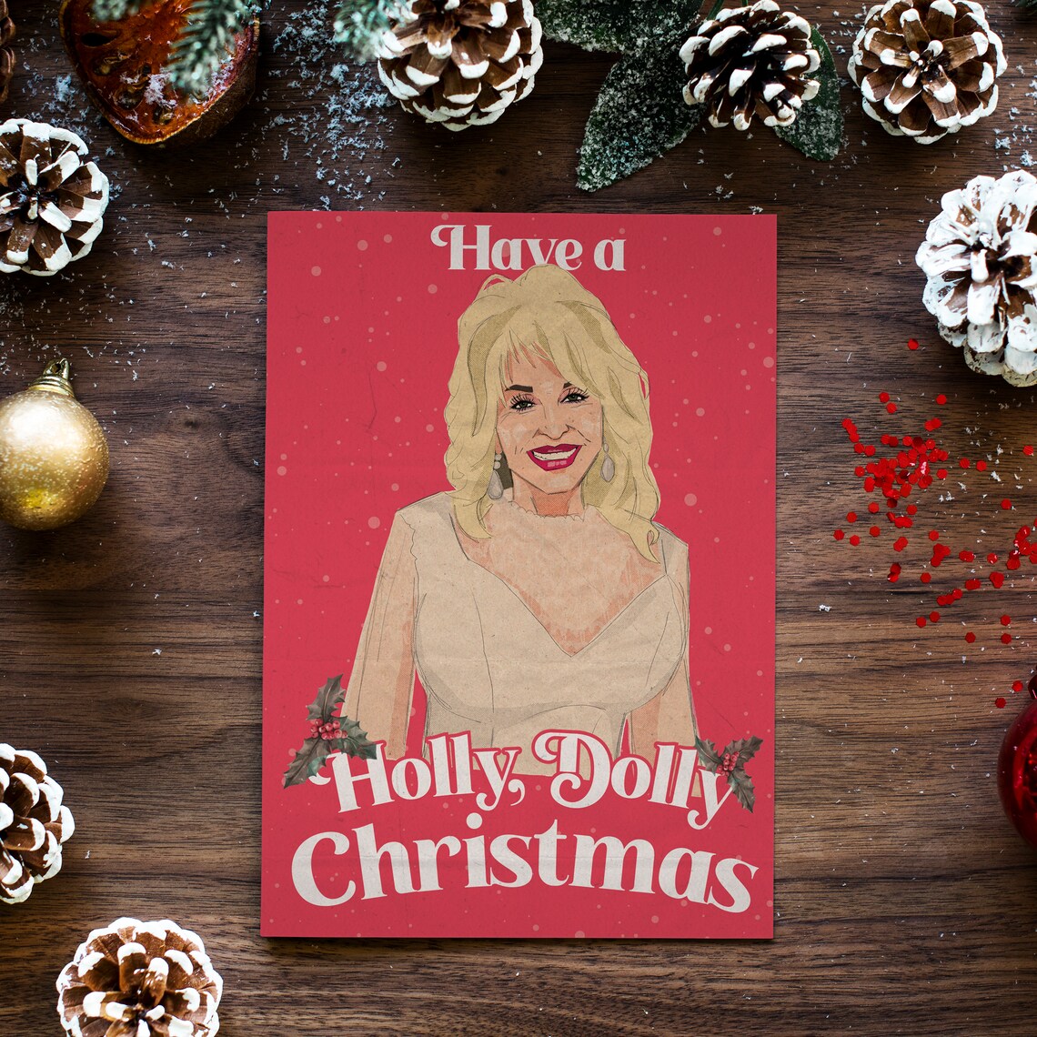 Holly Dolly Christmas card – Wee Green Place