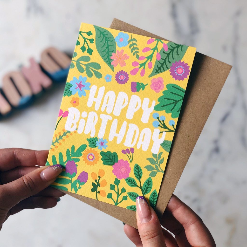 Happy birthday yellow floral card – Wee Green Place