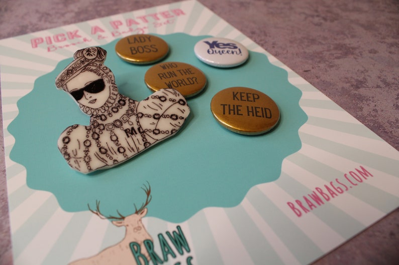 Scottish patter badge set: Marvellous Mary – Wee Green Place