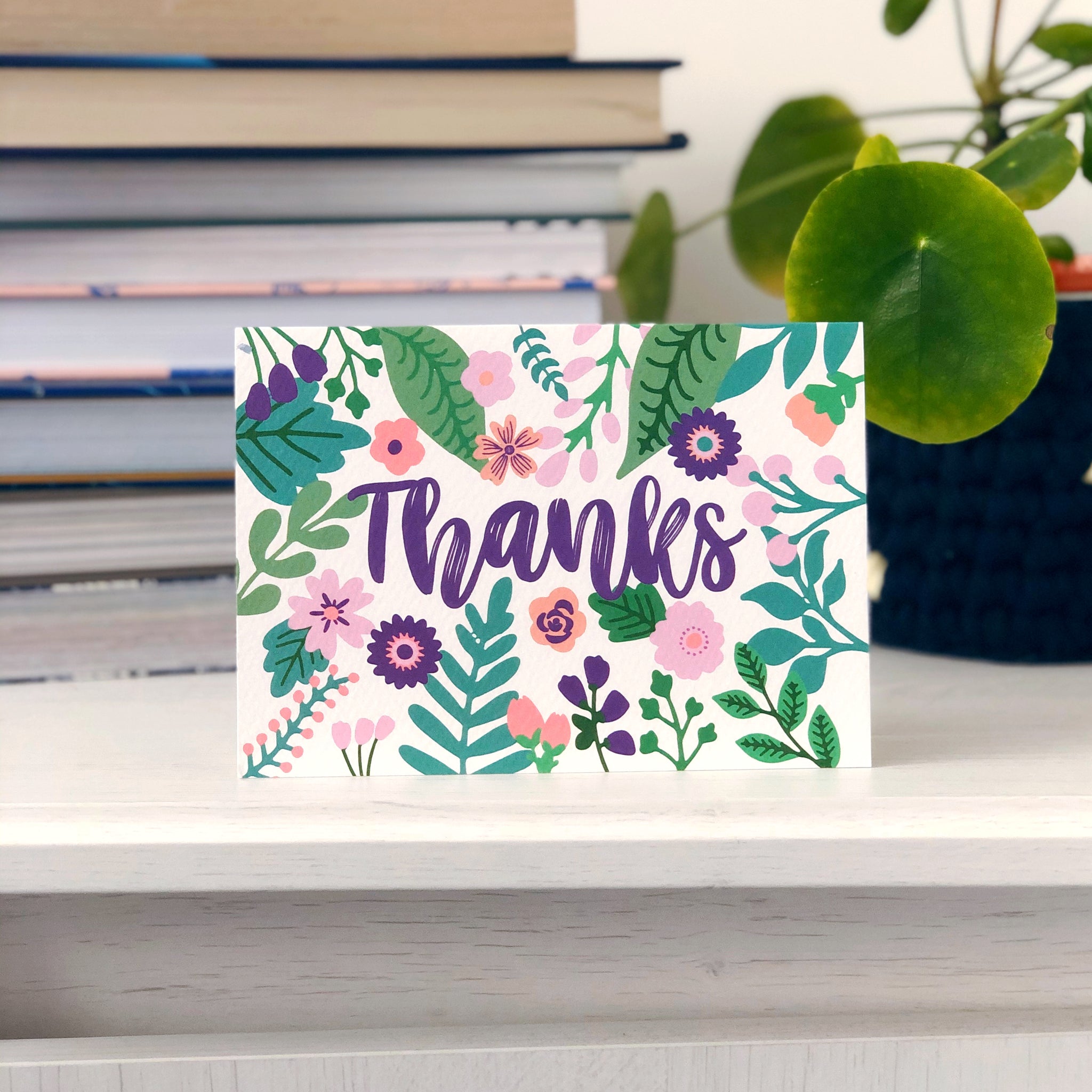 Thanks white floral card – Wee Green Place